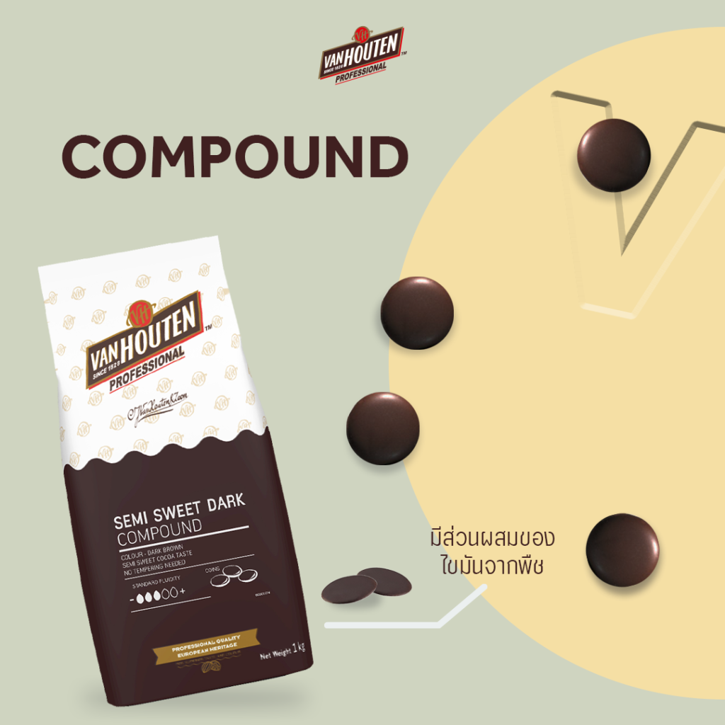 Van Houten Semi Sweet Dark Compound 1kg. - DK BakeryMart